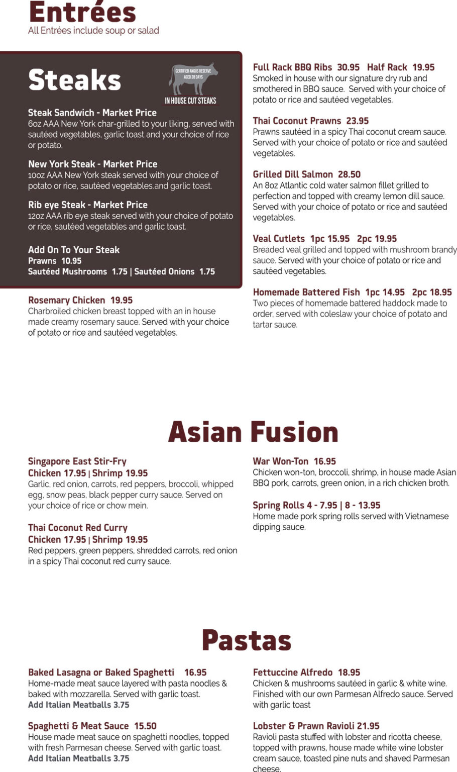 Dinner Menu - Khals Steakhouse and LoungeKhals Steakhouse and Lounge
